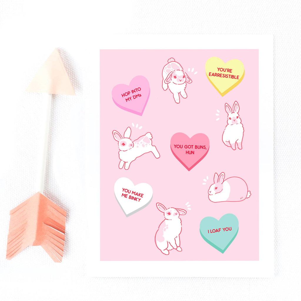 Bunny Candy Hearts Valentine's Day Card, Valentines Day – Miette