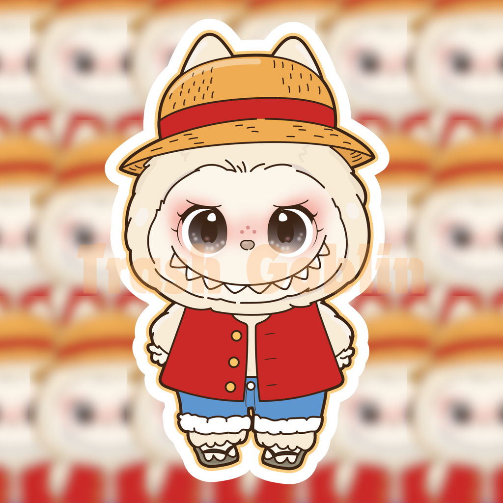 Monkey D. Luffy Labubu Vinyl Sticker – Miette