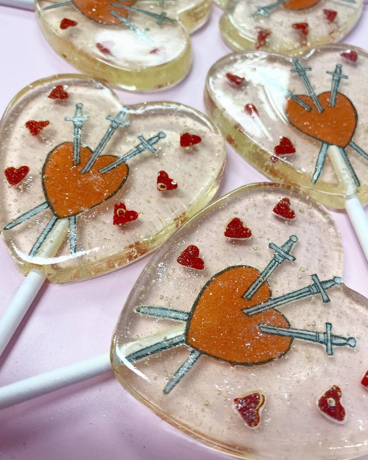 Three of Swords Valentines Day Lollipops – Miette